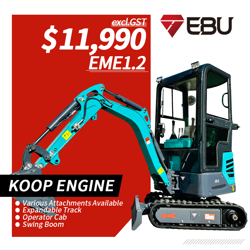 Koop Engine EME 1.2 Mini Excavator Swing Boom Expandable Track Operator ...